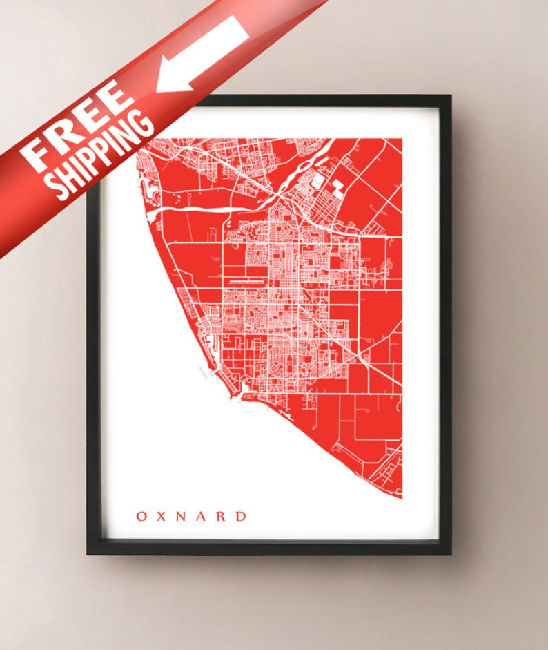 Oxnard CA Map Print California Poster - Etsy