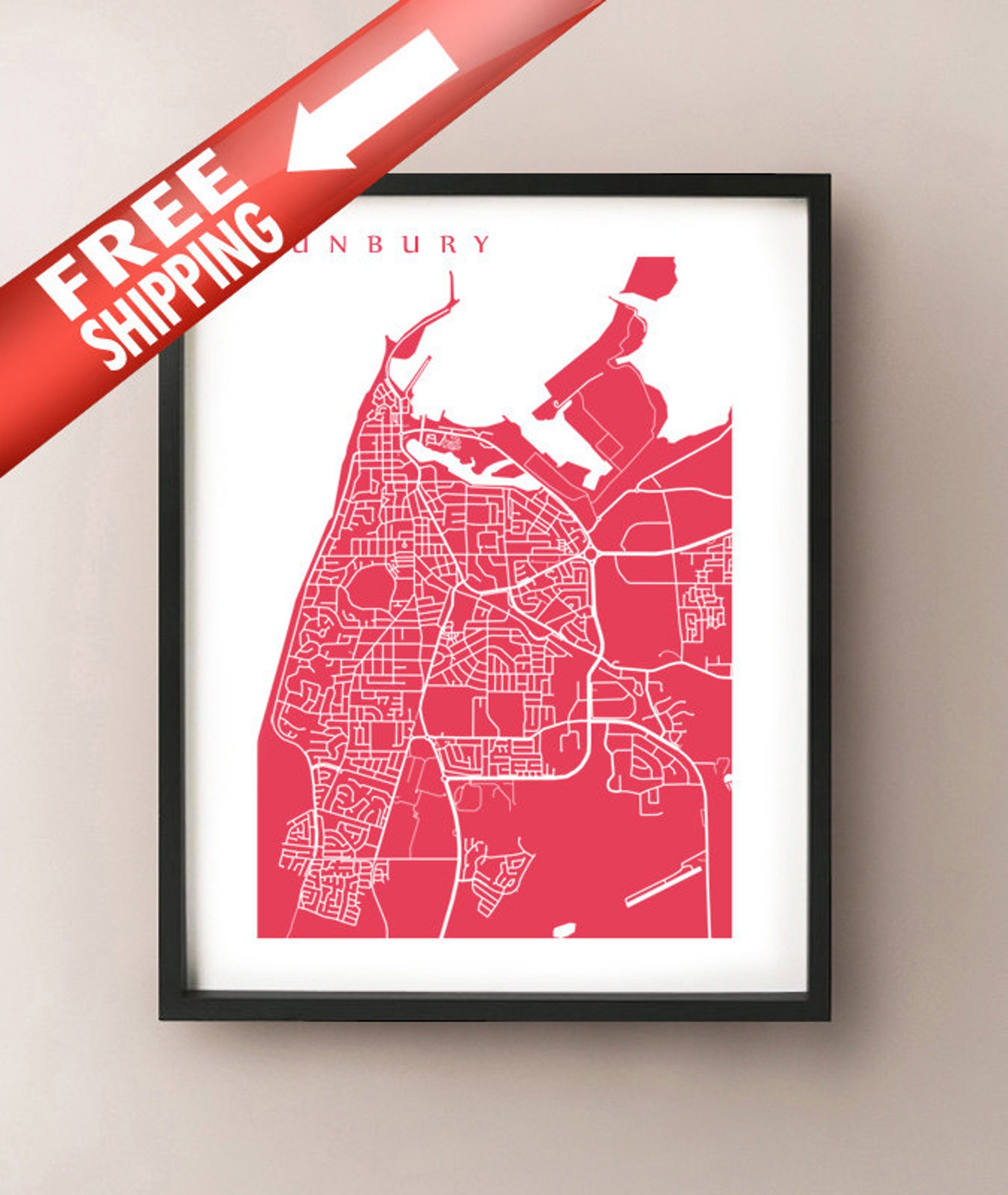 Bunbury Map Australia Print - Etsy