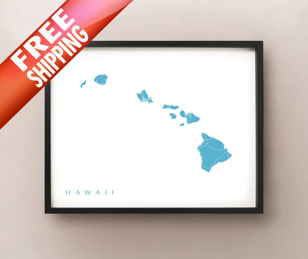 Hawaii Map Print - Etsy