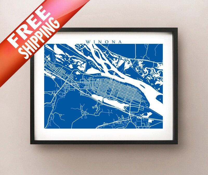 Winona MN Map Print Minnesota Poster | Etsy
