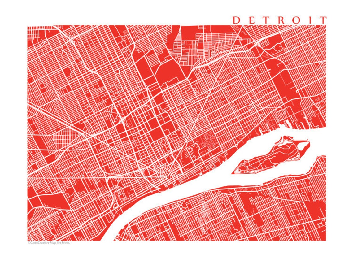 Detroit Map Art Michigan Poster Print Custom Map Choose - Etsy