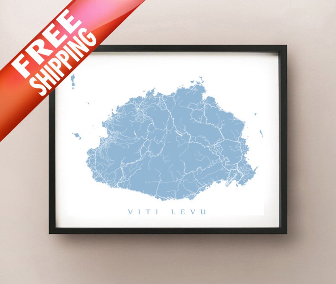 Viti Levu Island Map Print - Etsy