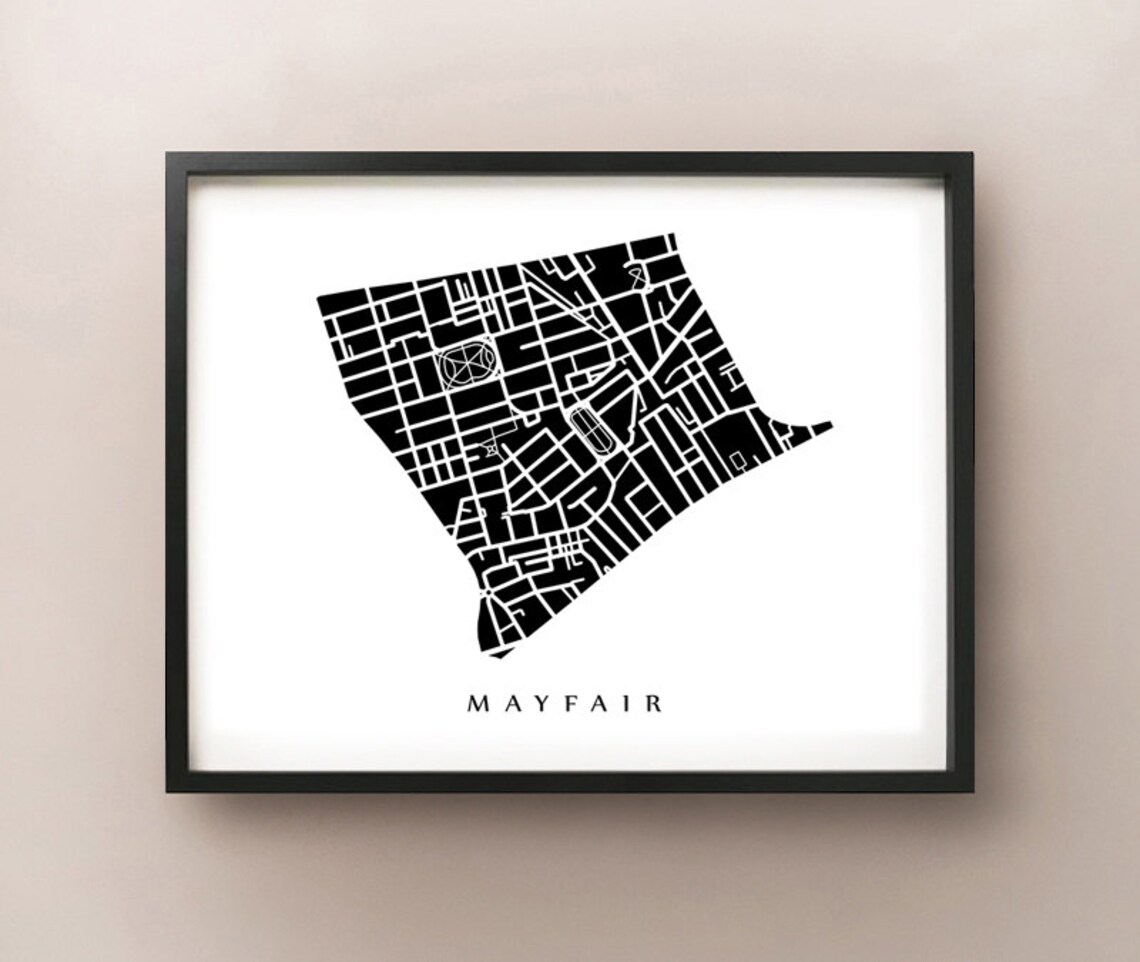 Mayfair Map London England Neighbourhood Art Print | Etsy