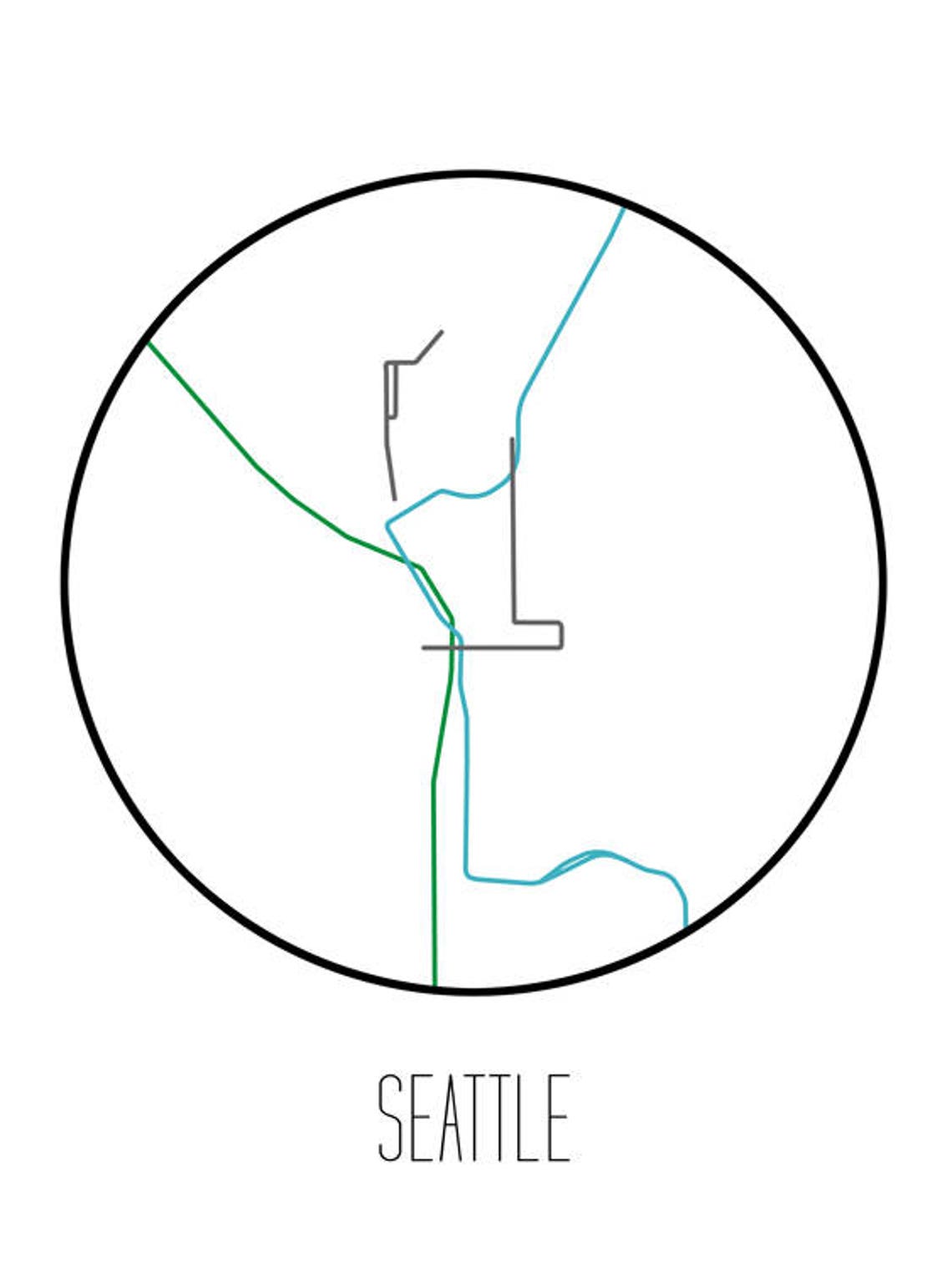 Seattle Washington Minimalist Metro Subway Art Print - Etsy