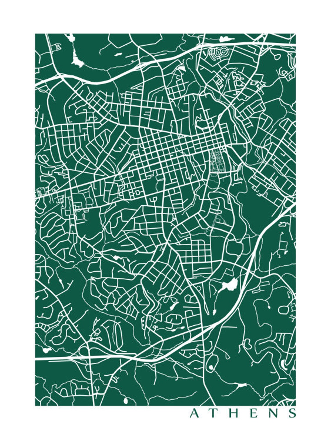 Athens GA Map Print Georgia Poster - Etsy