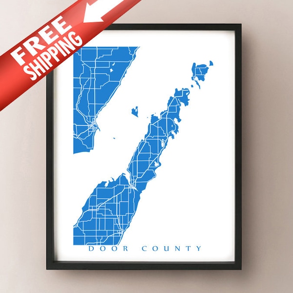 Door County Map Poster - Etsy