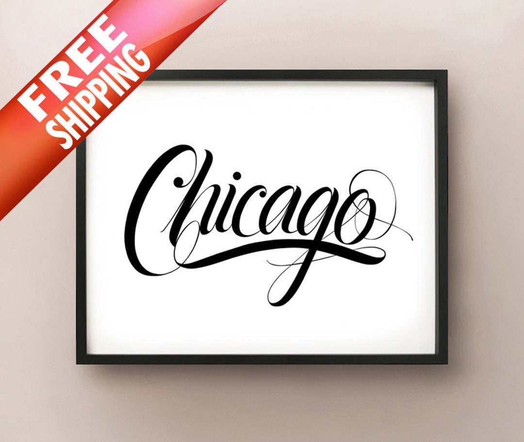 Chicago, IL Calligraphy Horizontal Script Design - Etsy