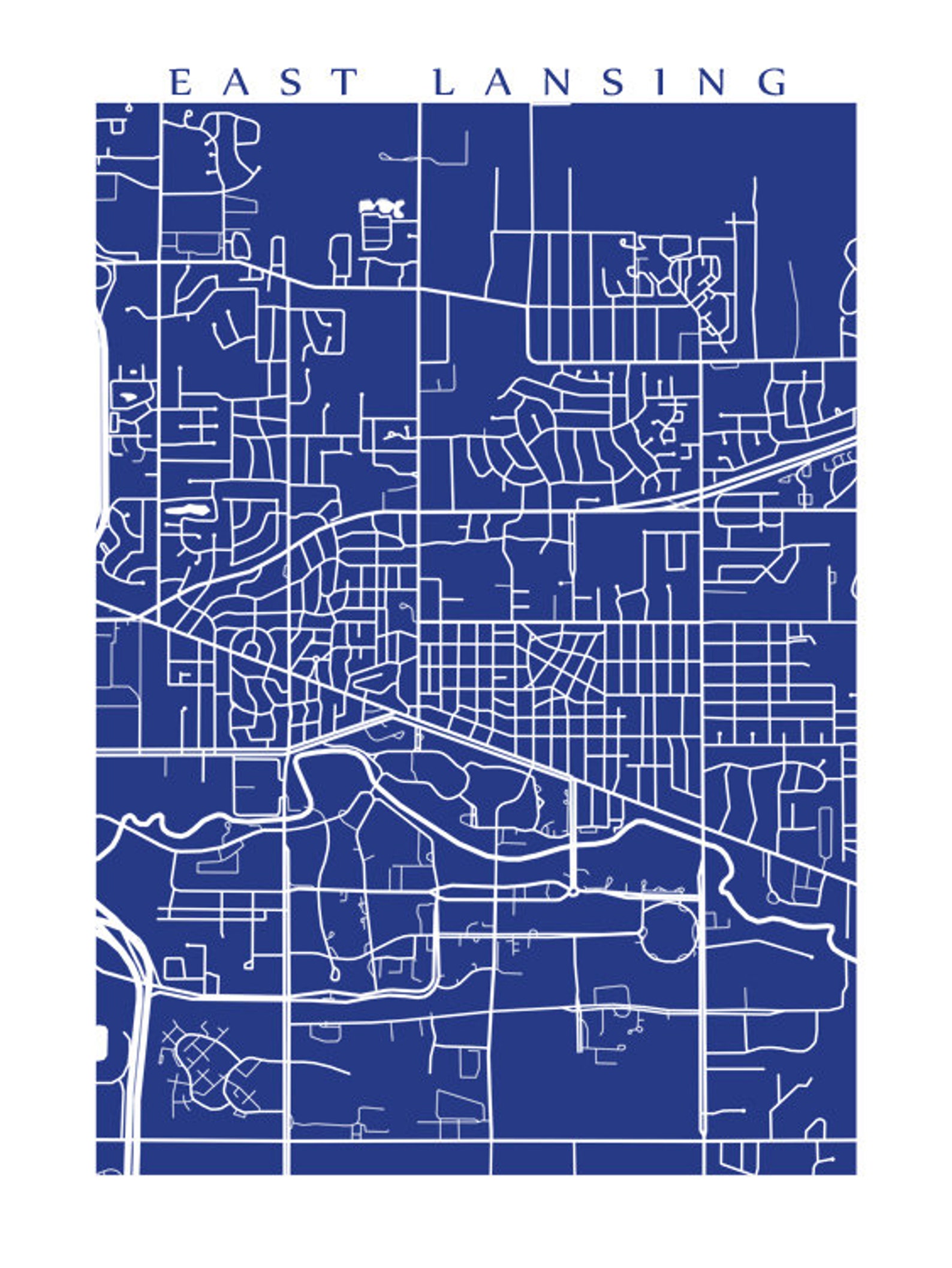 East Lansing Map - Etsy