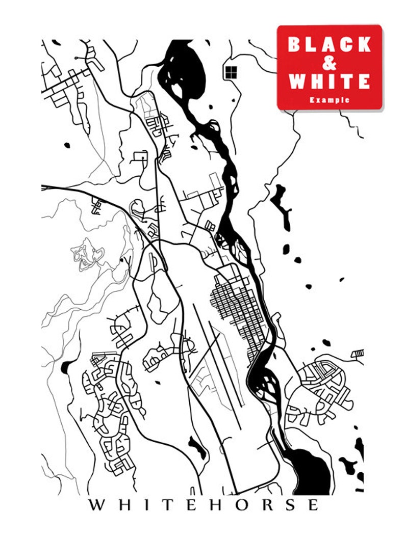 Whitehorse Map Print Yukon Canada Art Poster Choose | Etsy