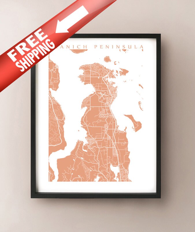 Saanich Peninsula Vancouver Island BC Map Poster Print | Etsy