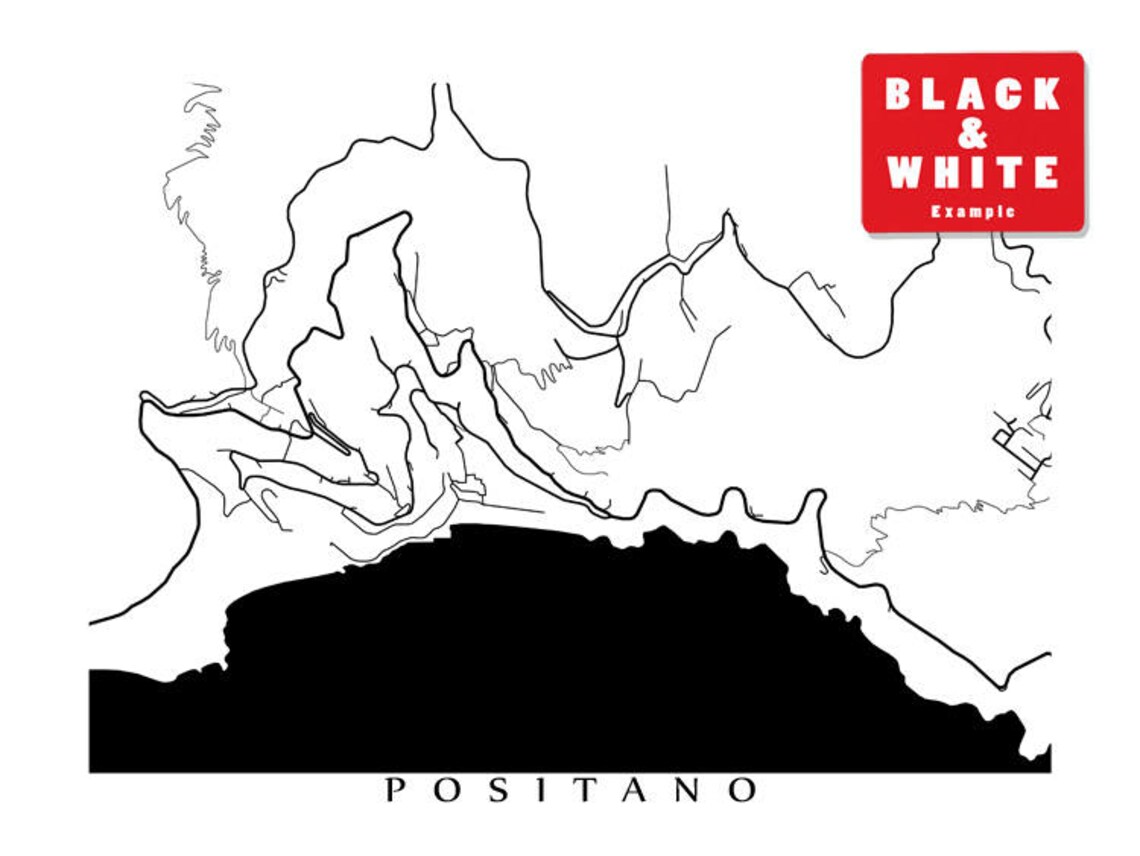 Positano Map Print Italy Art Poster - Etsy