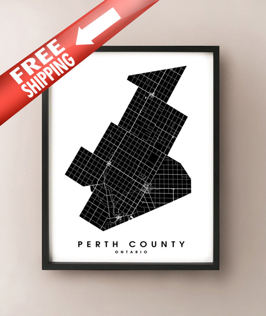 Perth County, ON - City Limits Map Print - Etsy