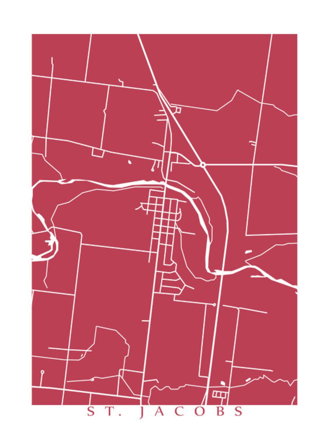 St Jacobs ON Map Ontario Poster Art - Etsy