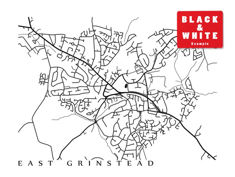 East Grinstead Map Print UK Wall Art England Poster - Etsy