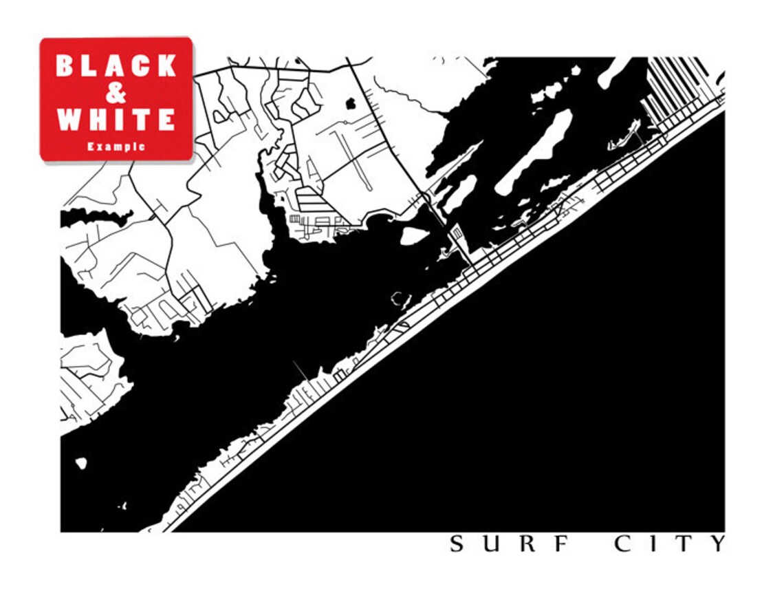 Surf City NC Map Print North Carolina Poster - Etsy