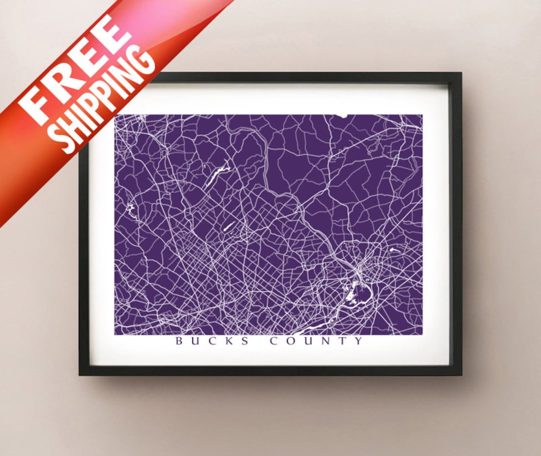 Bucks County, PA Map - Pennsylvania Poster - Etsy