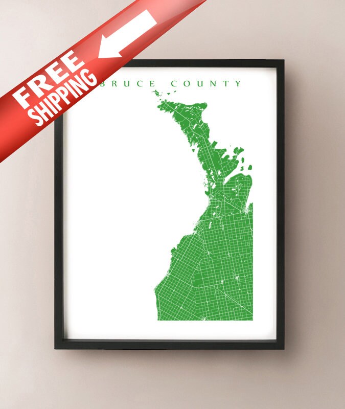 Bruce County, ON Map - Ontario Lake Huron Print - Etsy