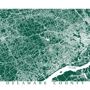 Delaware County, PA Map - Pennsylvania Poster - Etsy