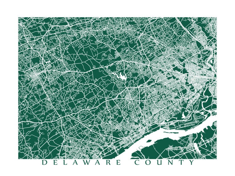 Delaware County PA Map Pennsylvania Poster - Etsy
