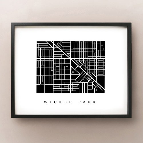 Wicker Park Map Chicago Neighbourhood Art Print | Etsy