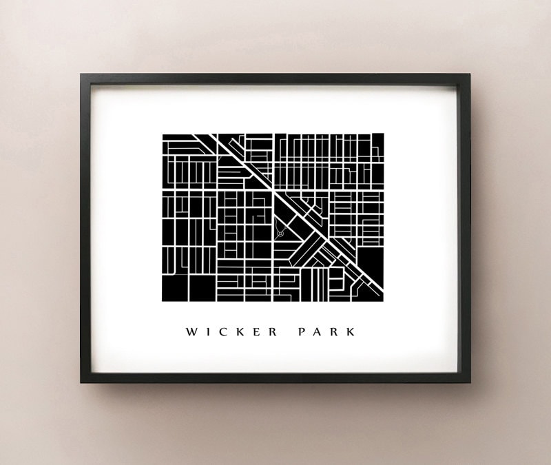 Wicker Park Map Chicago Neighbourhood Art Print - Etsy