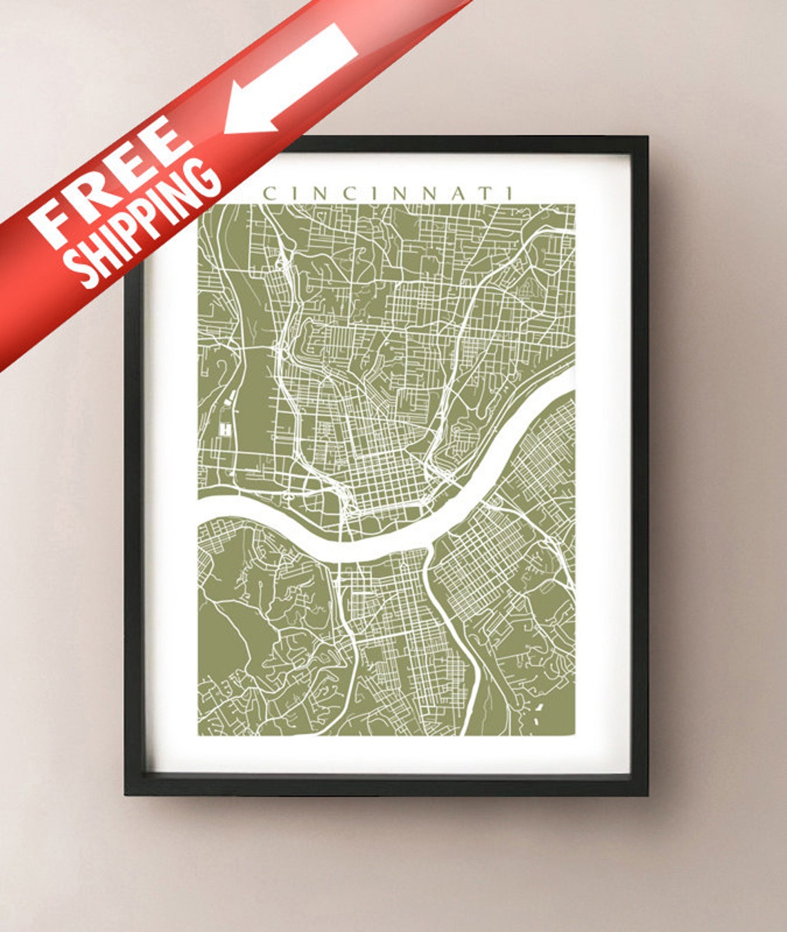 Cincinnati Map - Ohio Poster Print - Etsy