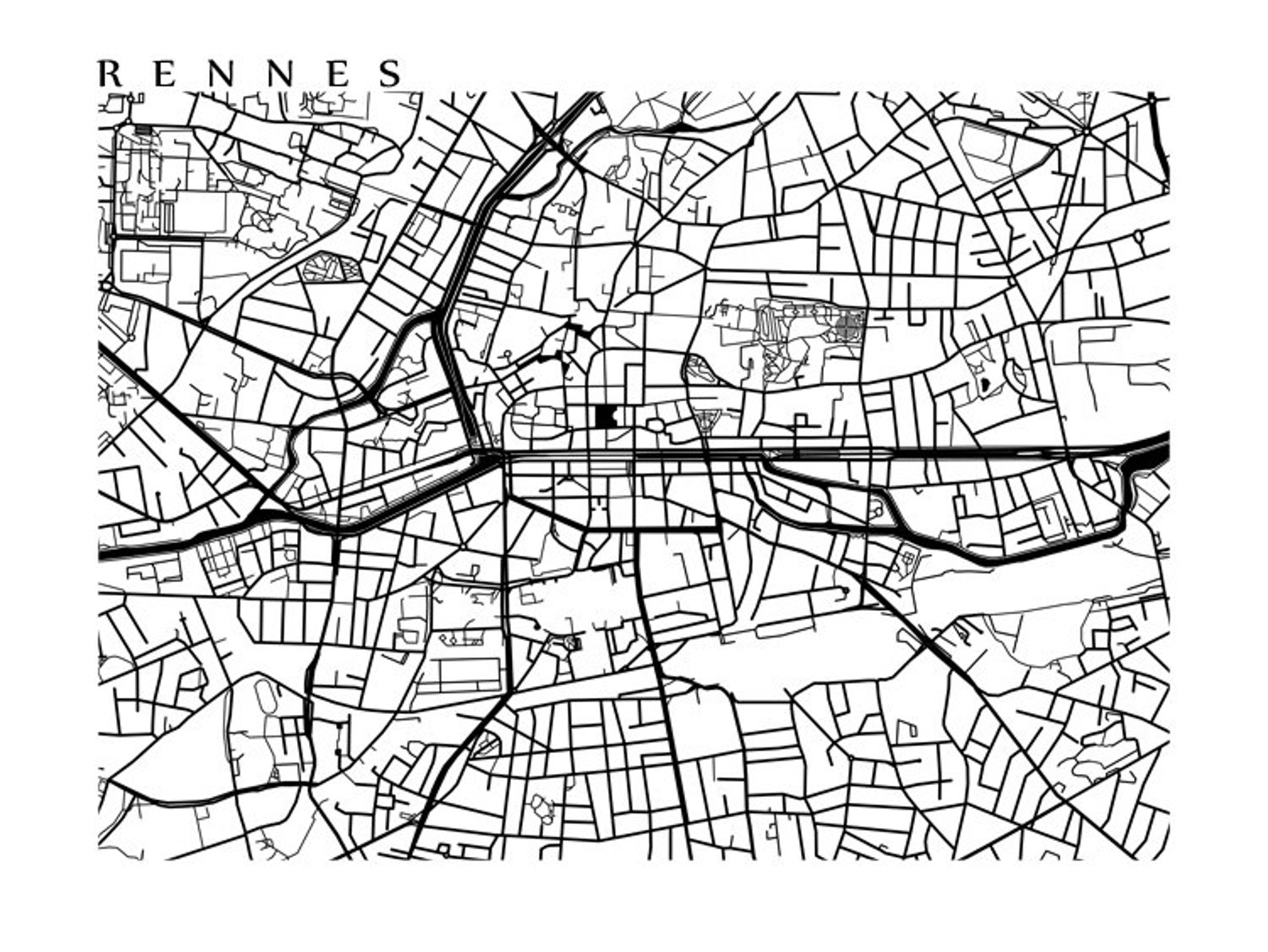 Impression de carte de Rennes Affiche France Art - Etsy France