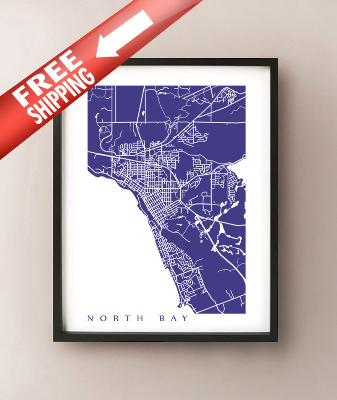 North Bay Map Print - Ontario Art Poster - Etsy