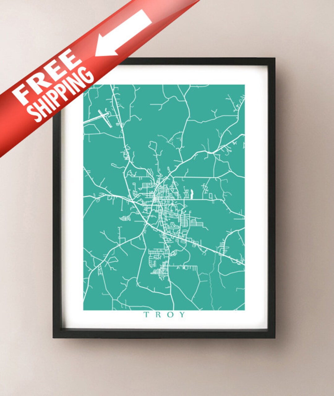 Troy, AL Map Print - Alabama Poster - Etsy