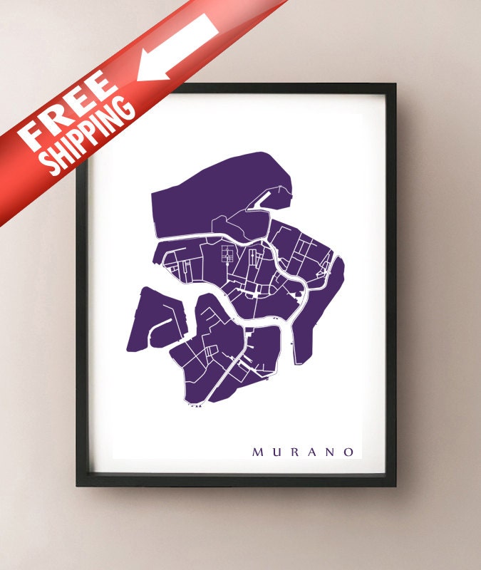 Murano Map Print Venice Wall Art Italy Poster Italian | Etsy