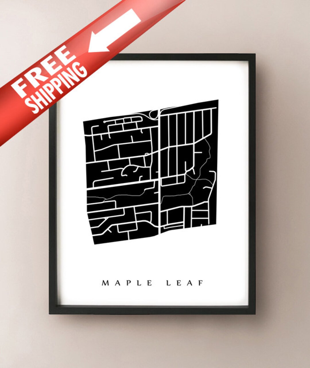 Maple Leaf Map - North York, Toronto, ON Neighbourhood Art Print - Etsy