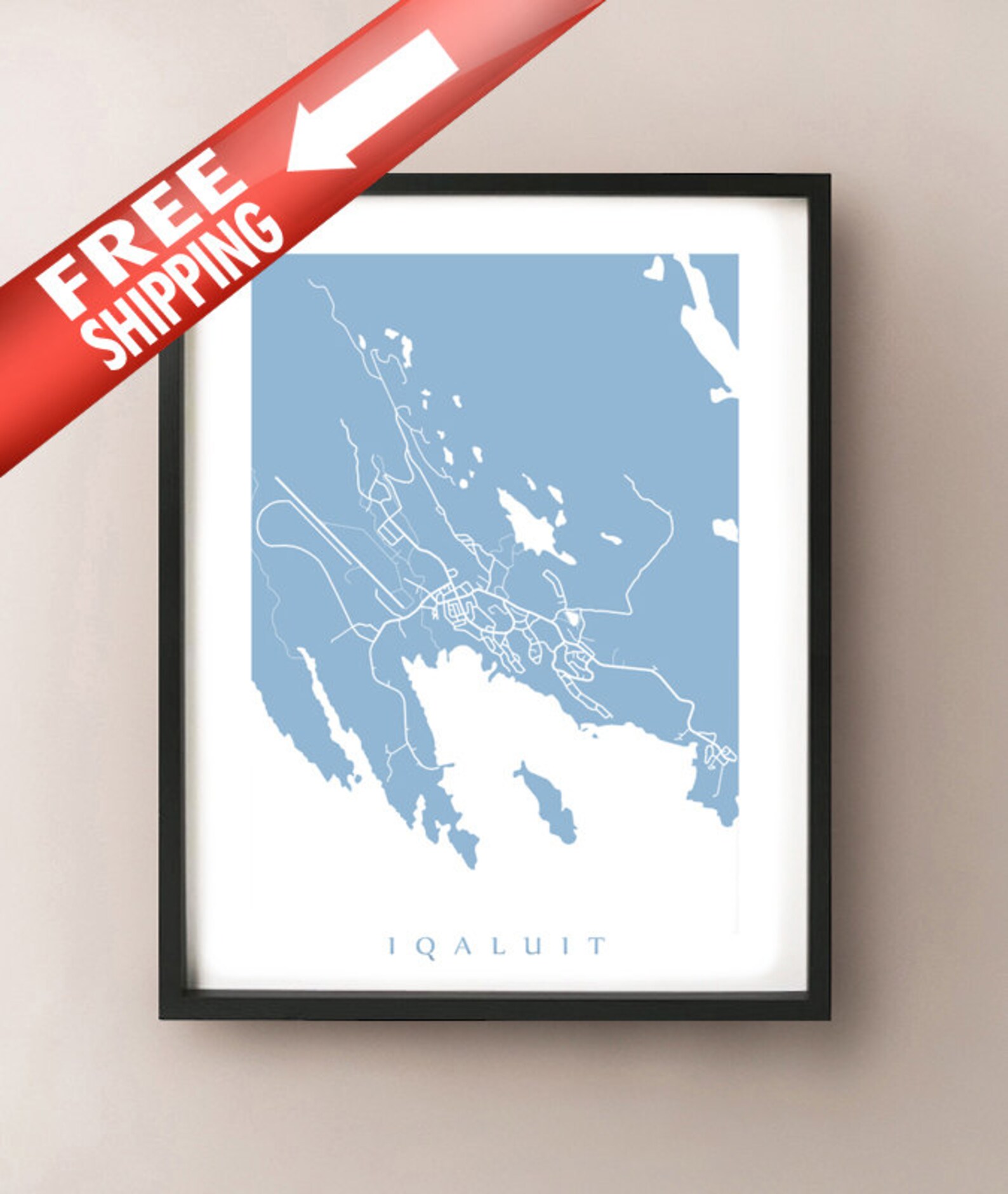 Iqaluit Map Print - Nunavut, Canada Art Poster - Choose Colour and Size ...