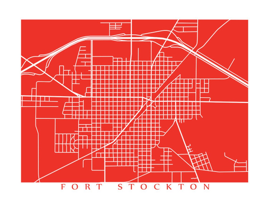 Fort Stockton TX Map Print Texas Poster - Etsy Canada