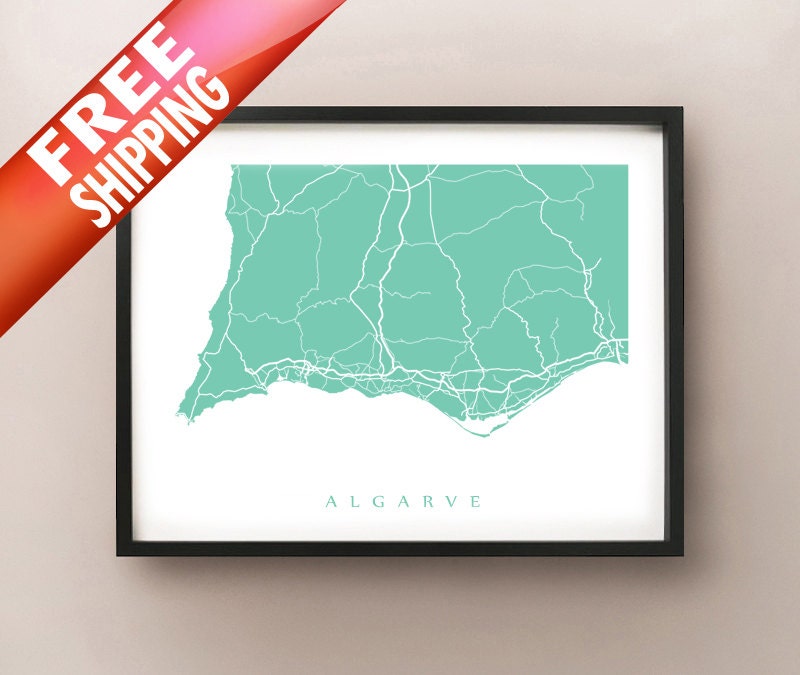Algarve Map Print - Portugal Art Poster - Etsy