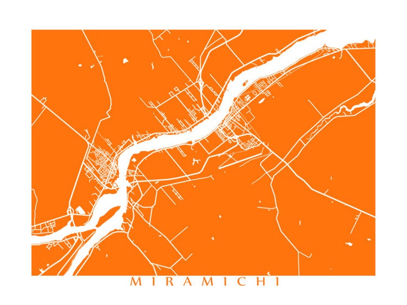 Miramichi NB Map New Brunswick Art Poster | Etsy