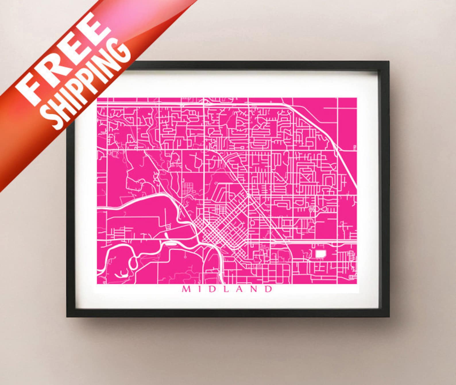Midland MI Map Michigan Poster - Etsy