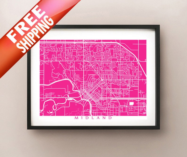 Midland, MI Map - Michigan Poster - Etsy