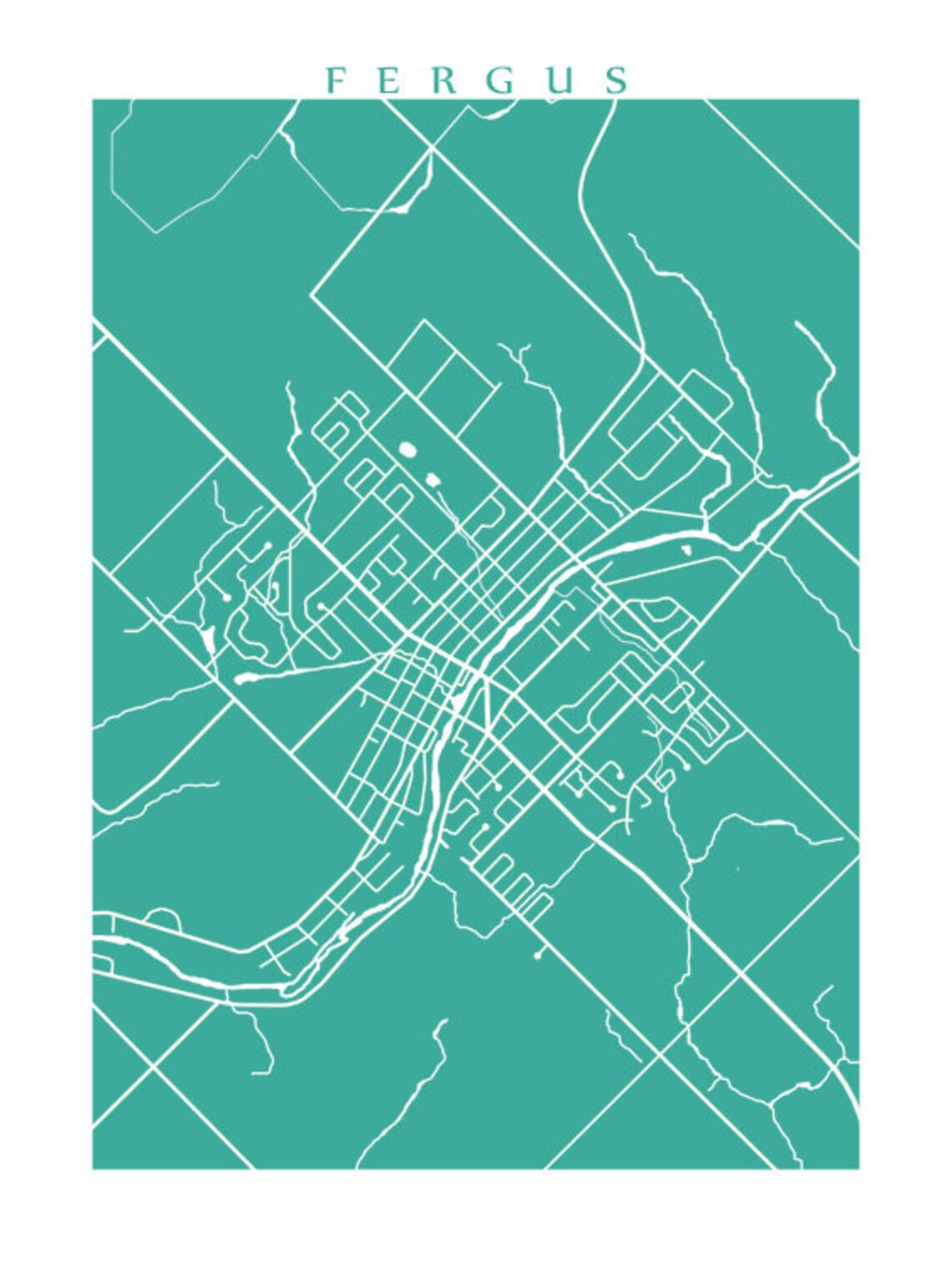 Fergus Wellington County Ontario Map Print | Etsy