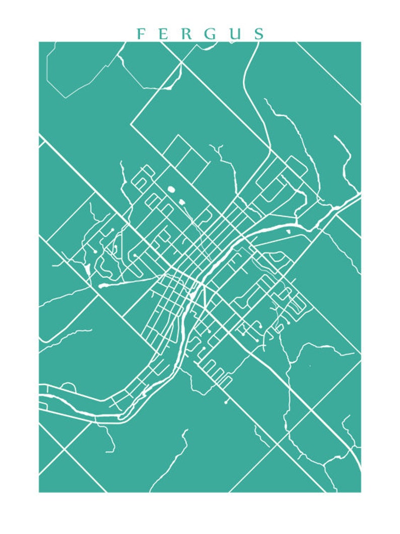 Fergus Wellington County Ontario Map Print | Etsy