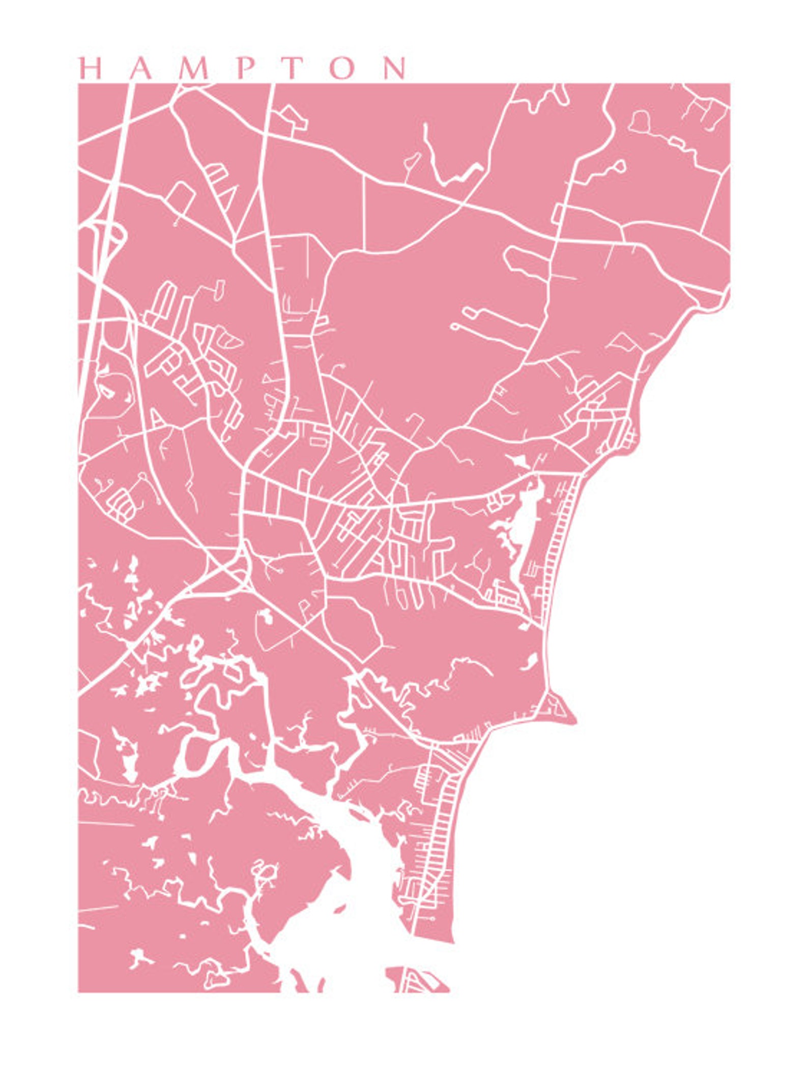 Hampton NH Map Print New Hampshire Poster | Etsy