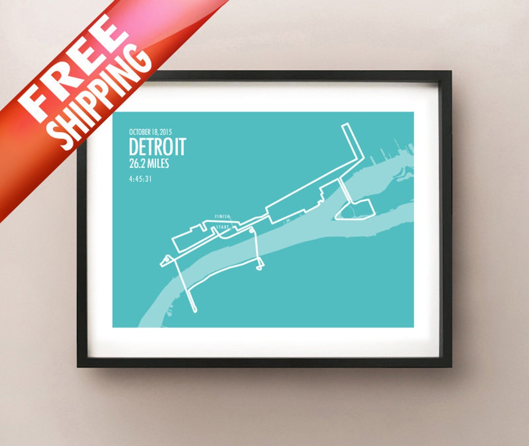Detroit Marathon Print 2015 - Etsy