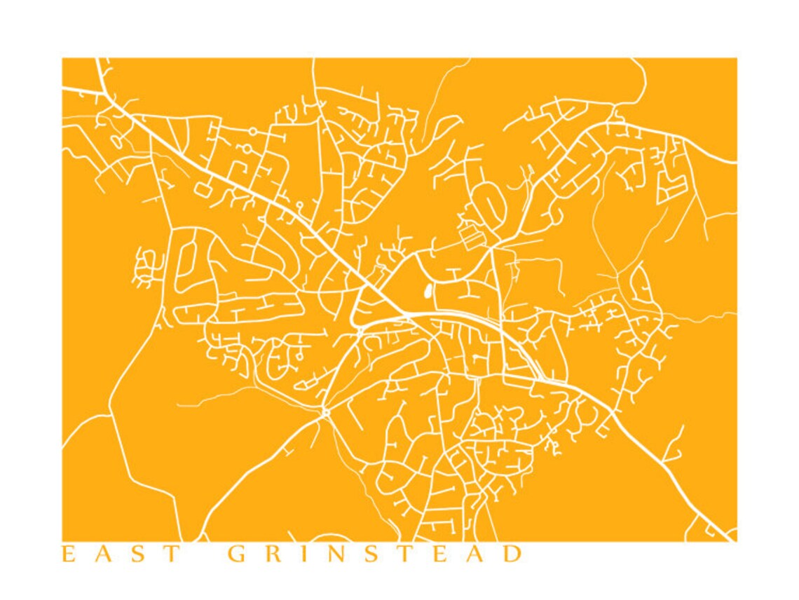 East Grinstead Map Print UK Wall Art England Poster - Etsy