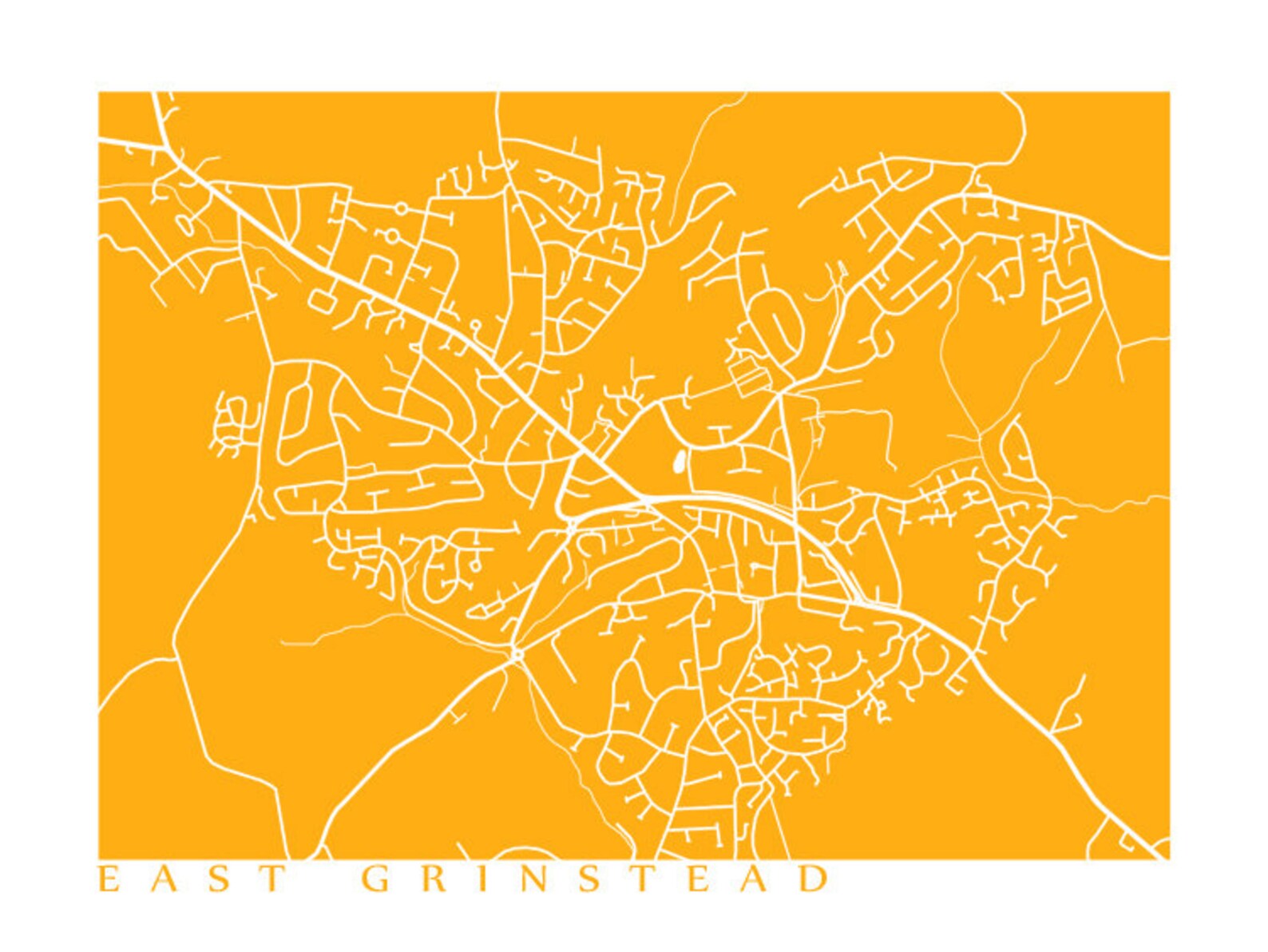 East Grinstead Map Print UK Wall Art England Poster - Etsy