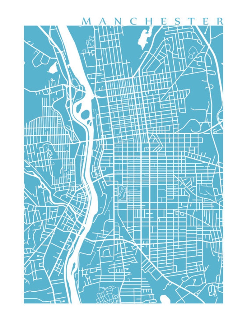 Manchester NH Map Print New Hampshire Poster | Etsy