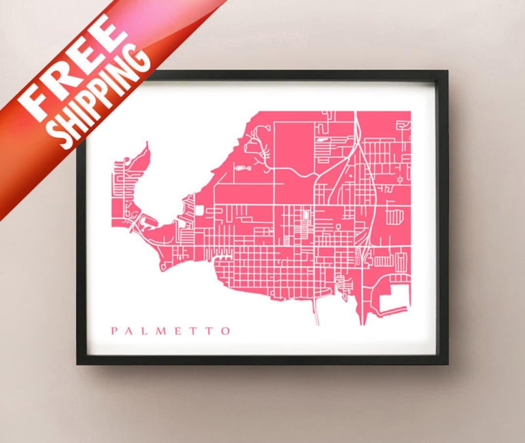 Palmetto Map Print - Florida Poster - Etsy