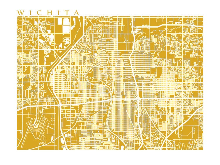 Wichita Map Print Kansas Poster | Etsy