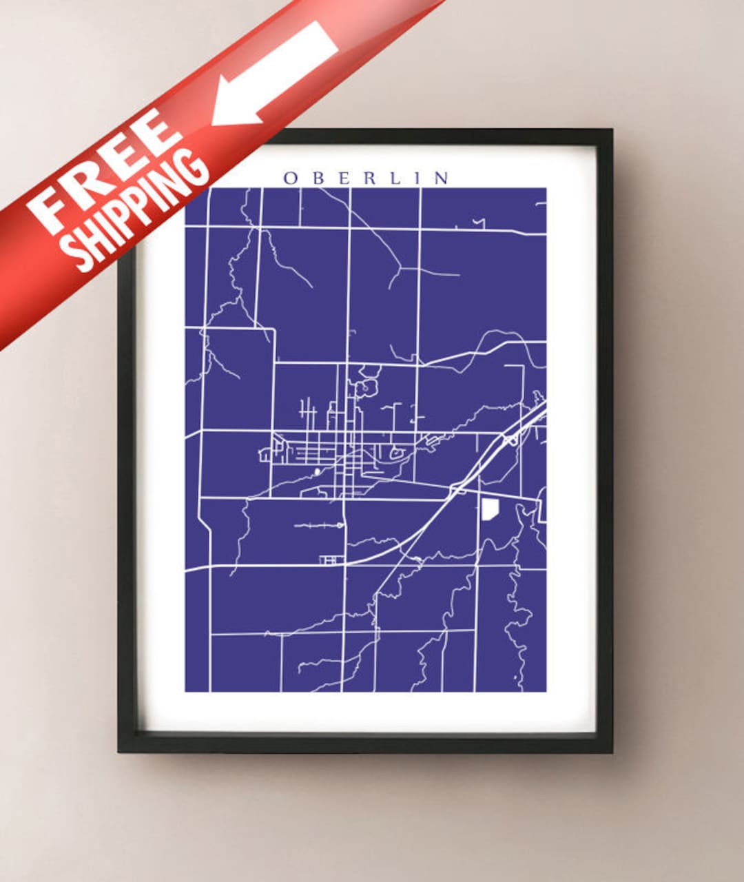 Oberlin Map - Ohio Poster Print - Etsy