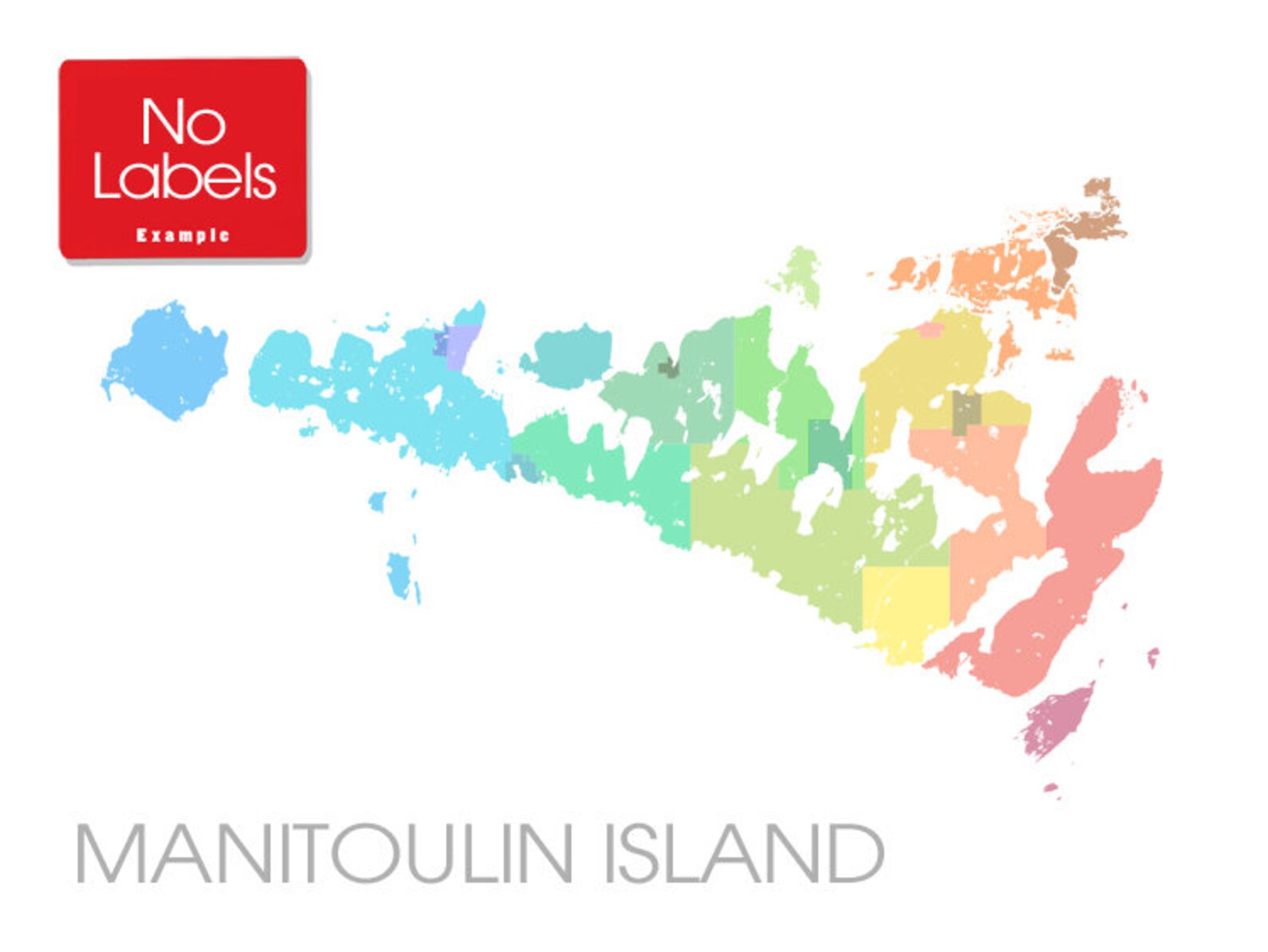 Manitoulin Island ON Map Coloured Neighbourhoods Print | Etsy