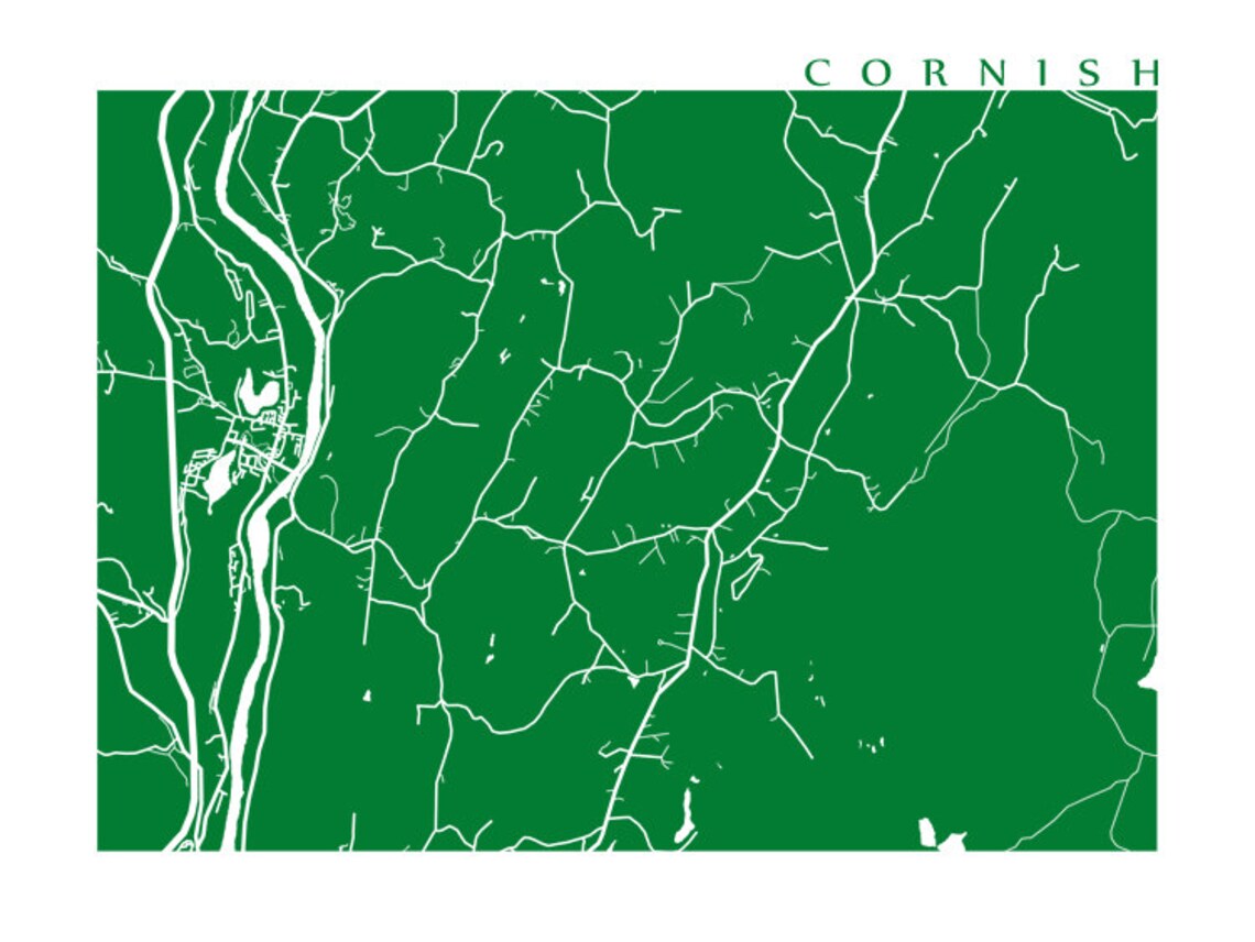 Cornish Map Print - New Hampshire Poster - Etsy