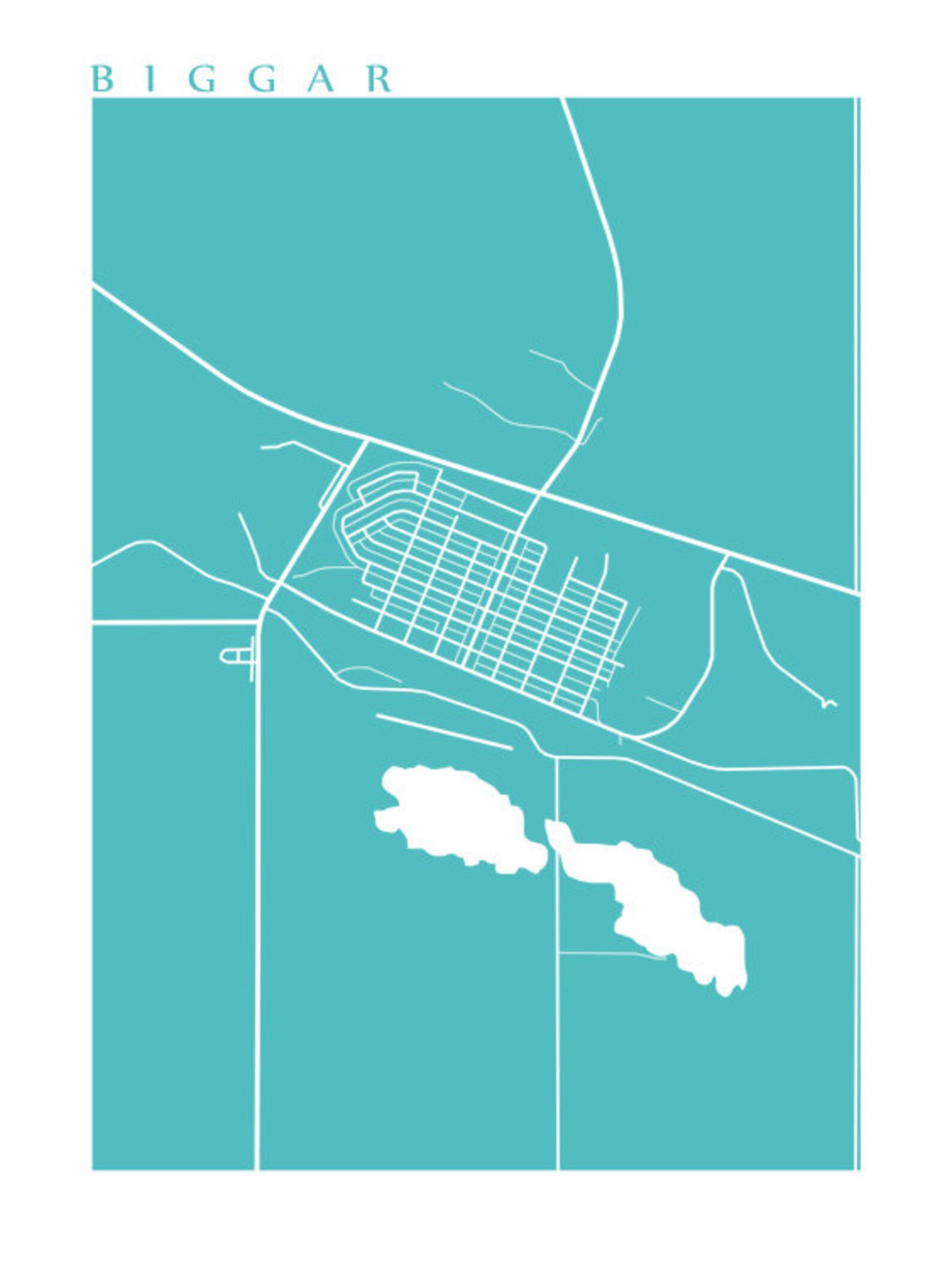 Biggar, SK Map Print - Saskatchewan Poster - Etsy